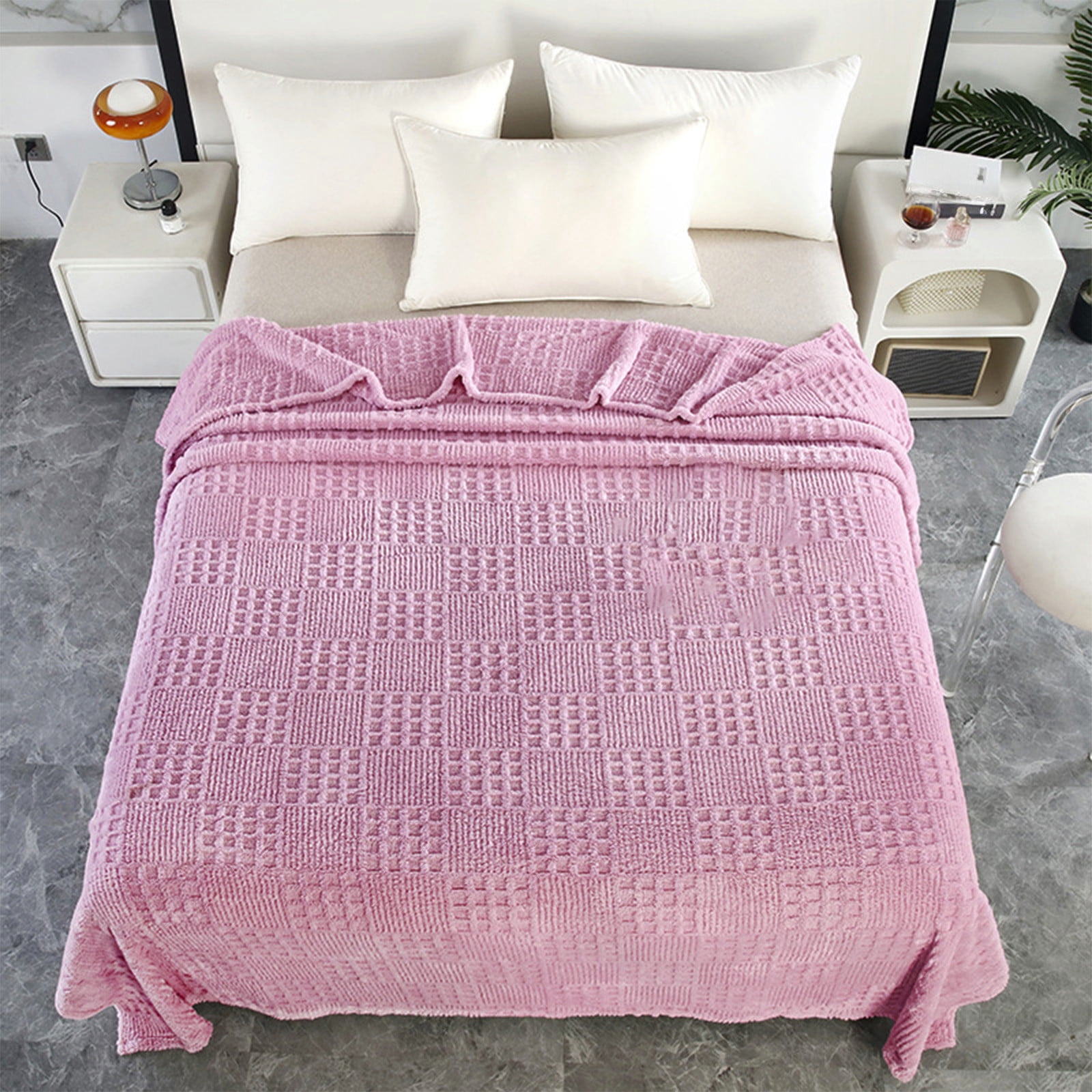 1packs Waffle Weave Throw Blanket, Soft Lightweight Breathable Cozy ...