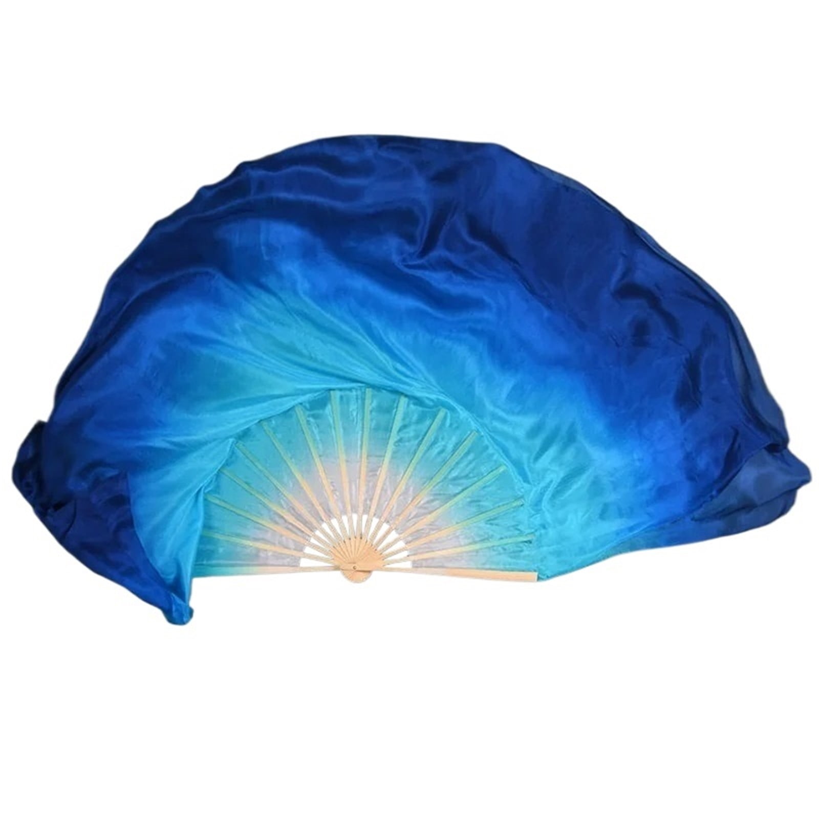 1pair (1L+1R) Gradient Color Belly Dance Silk Fan Veils Two-sides Real ...