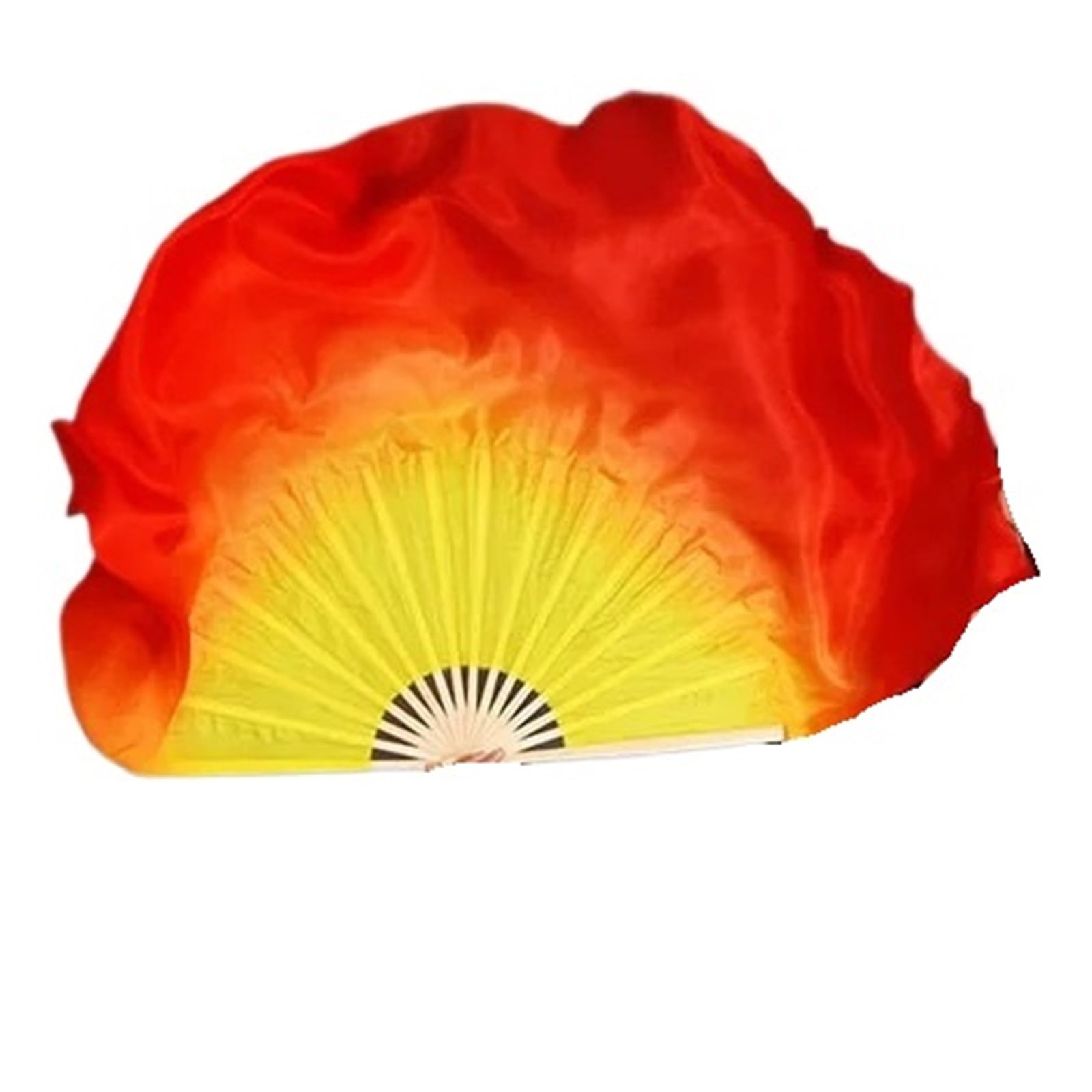 1pair (1L+1R) Gradient Color Belly Dance Silk Fan Veils Two-sides Real ...