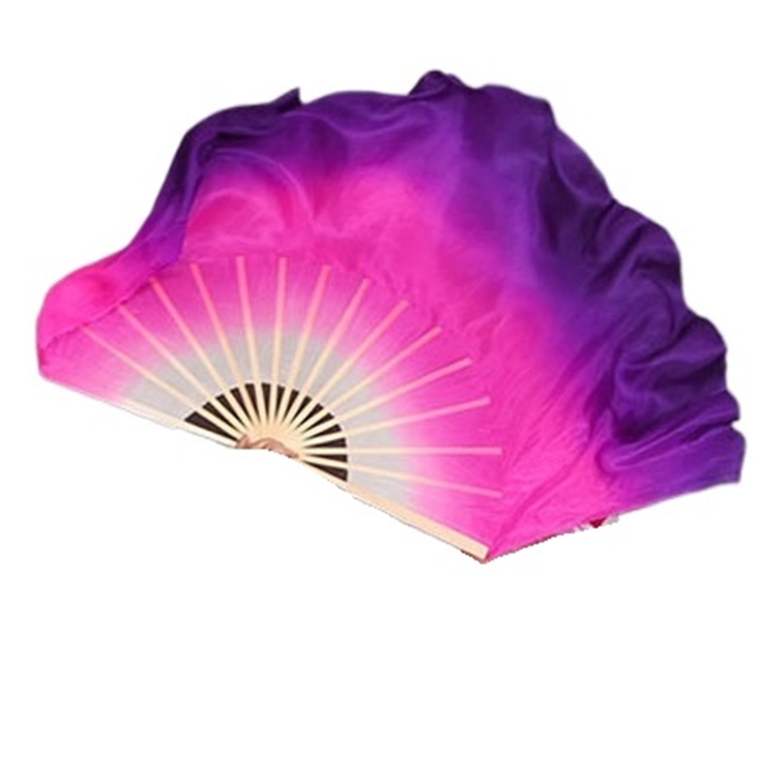 1pair (1L+1R) Gradient Color Belly Dance Silk Fan Veils Two-sides Real ...