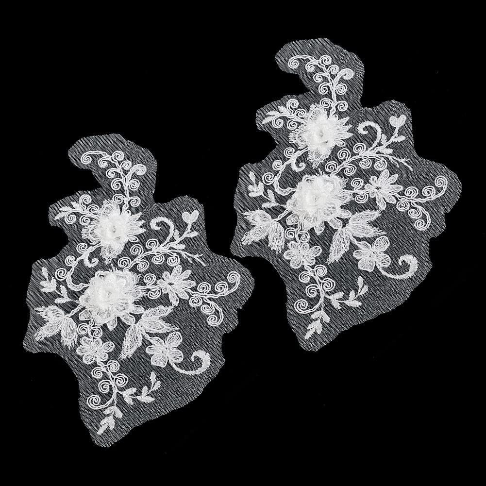 1pair 2Pcs Flower Embroidery Lace Patches 3D Floral Embroidered Sew on ...