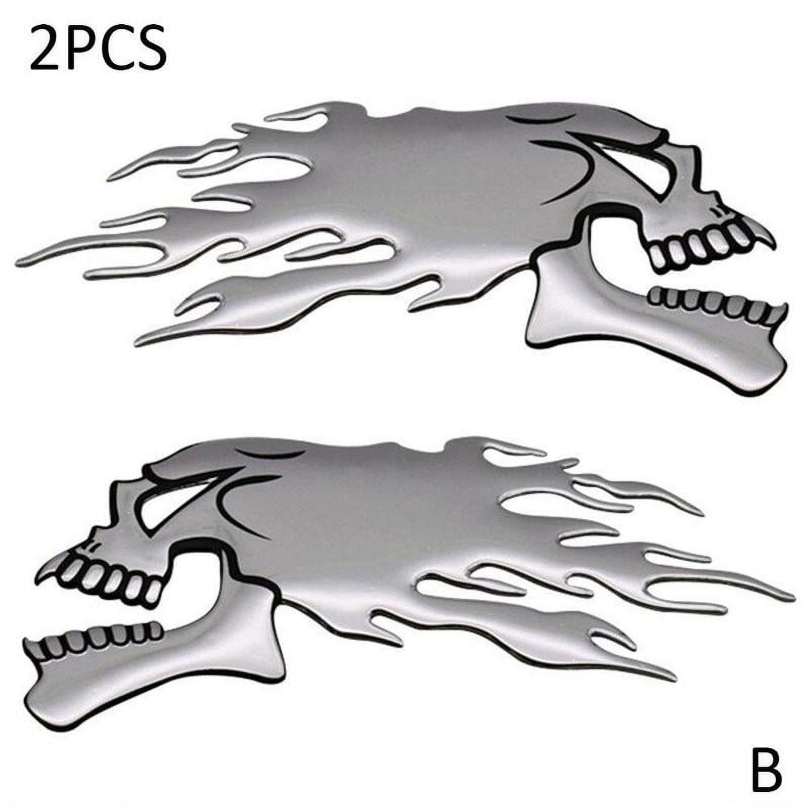 1pair 3D Motorcycle Skull Head Helmet Tank Pad Motorbike Car Truck ...