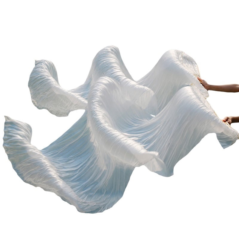 1pair Belly Dance Fans Natural Silk Dancing Silk Fan White Newest ...