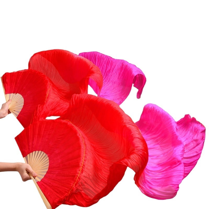 1pair Belly Dance Fans Natural Silk Dancing Silk Fan White Newest ...