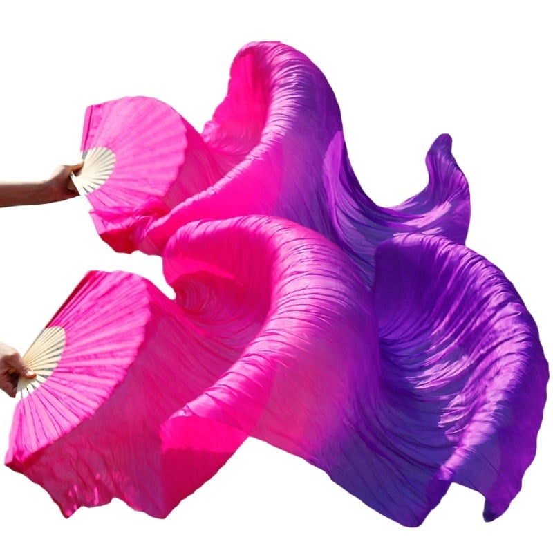 1pair Belly Dance Fans Natural Silk Dancing Silk Fan White Newest ...
