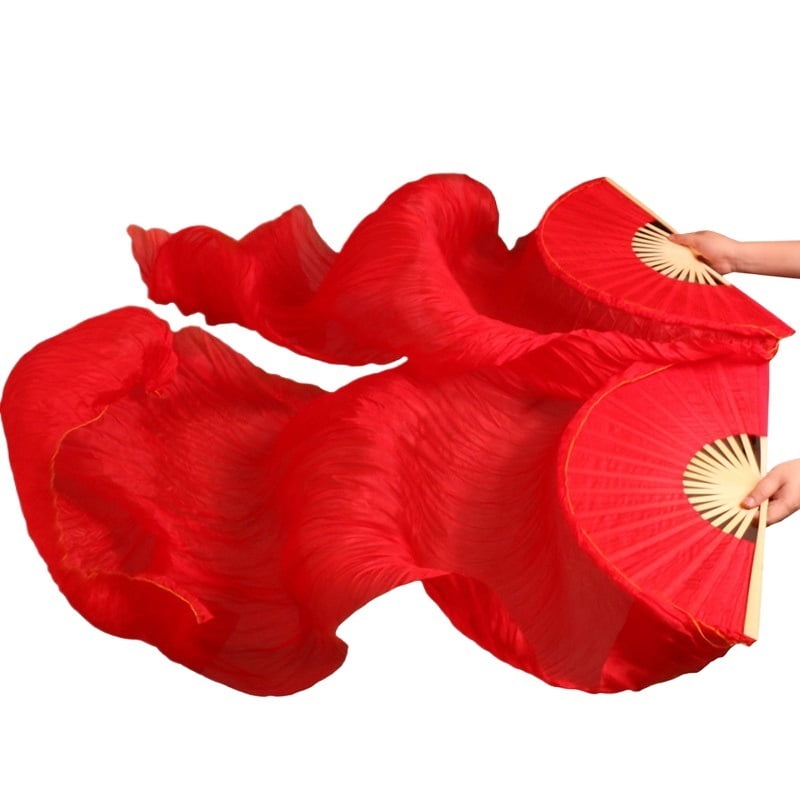 1pair Belly Dance Fans Natural Silk Dancing Silk Fan White Newest ...