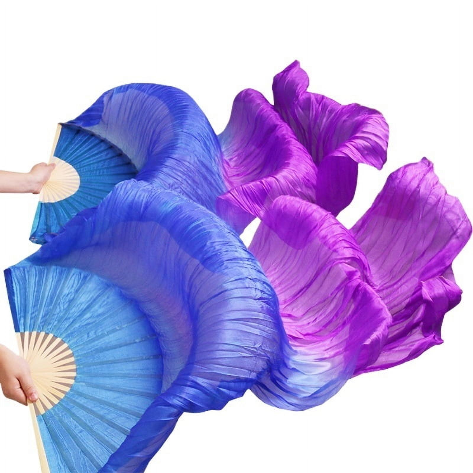 1pair Belly Dance Fans Natural Silk Dancing Silk Fan White Newest ...
