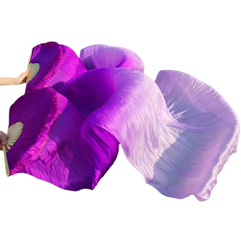 1pair Belly Dance Fans Natural Silk Dancing Silk Fan White Newest ...