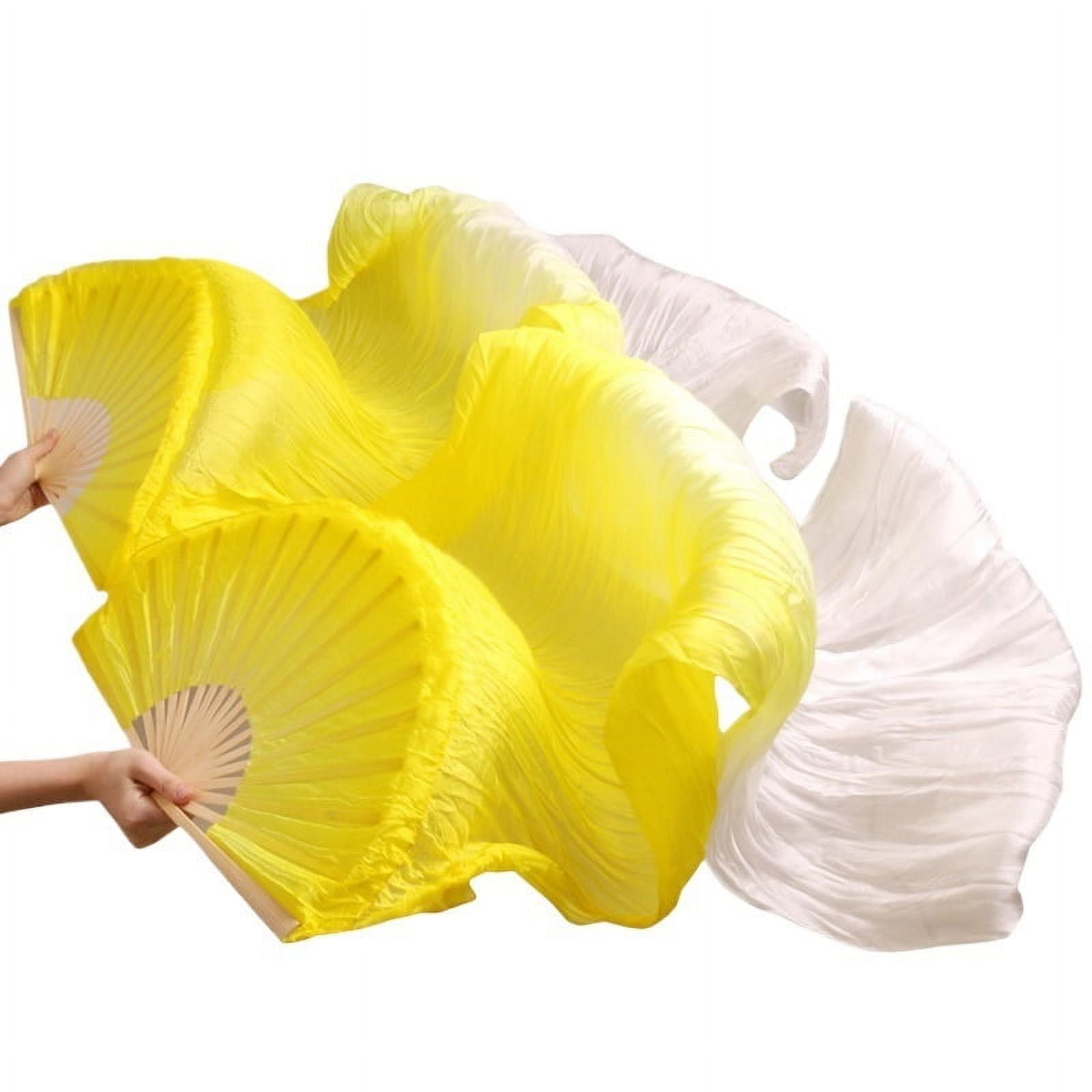 1pair Belly Dance Fans Natural Silk Dancing Silk Fan White Newest ...