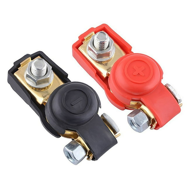 1pair Car Battery Terminal Connector Red Positive Black Negative Wire ...