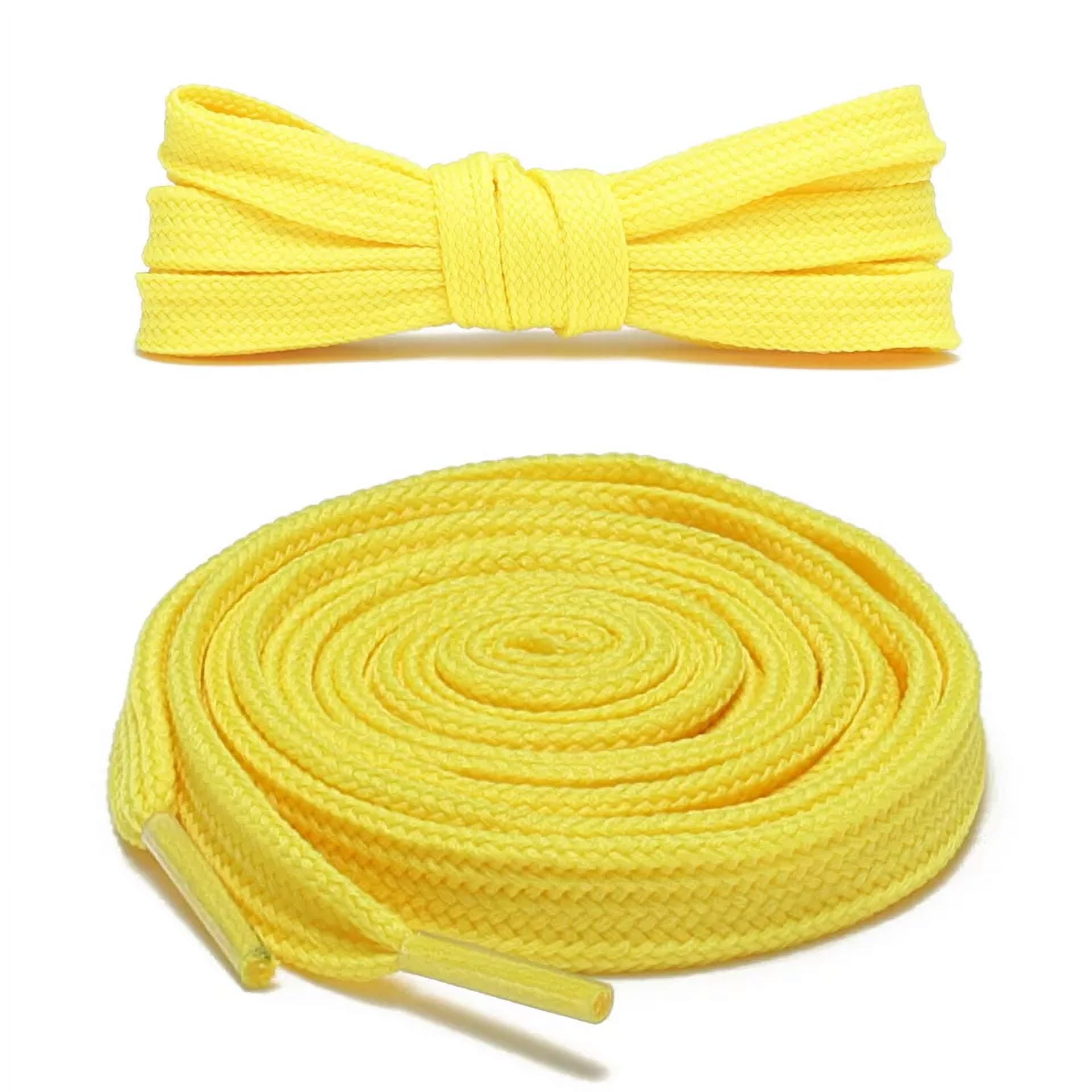 1pair Double Layers Flat Boot Shoelaces Strings Yellow for Sneakers ...