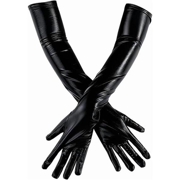 1pair Imitation Leather Long Gloves Metallic Gloves for Lady Girls ...