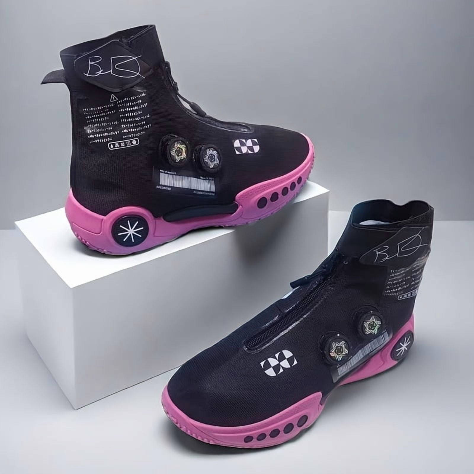1pair Men'S High-Top Basketball Shoes, Fashion Sports Casual Style ...