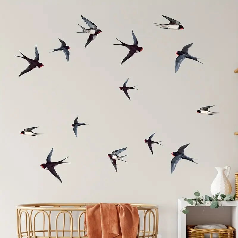 1pc/1 Set Creative Wall Sticker, Swallows Birds Pattern Self-Adhesive ...