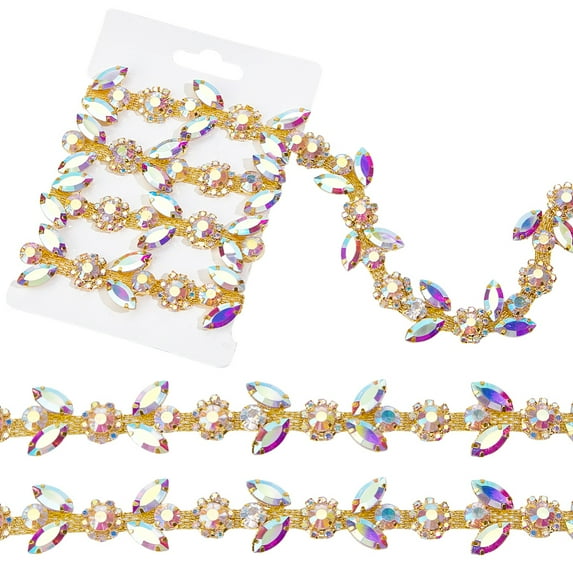 1pc 1 yard Glass Rhinestone Chains with Brass Findings Garland Strands ...