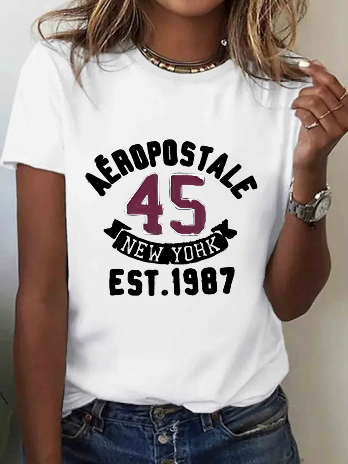 1pc, 100% Pure, Established in 1987, Pattern Printed T-Shirt, Spring ...