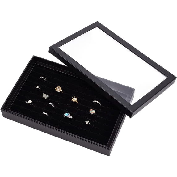 1pc 100 Slots Ring Jewelry Tray Velvet Ring Display Showcase Ring ...