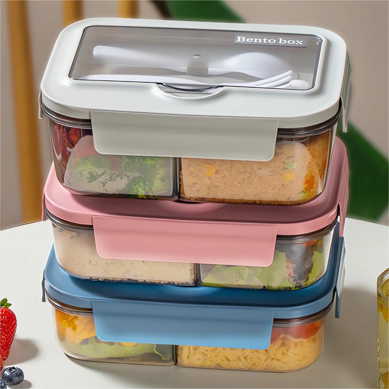 1pc 1000ml Leak-Proof Bento Lunch Box for Adults - BPA-Free Polypropylene Food Container with ...