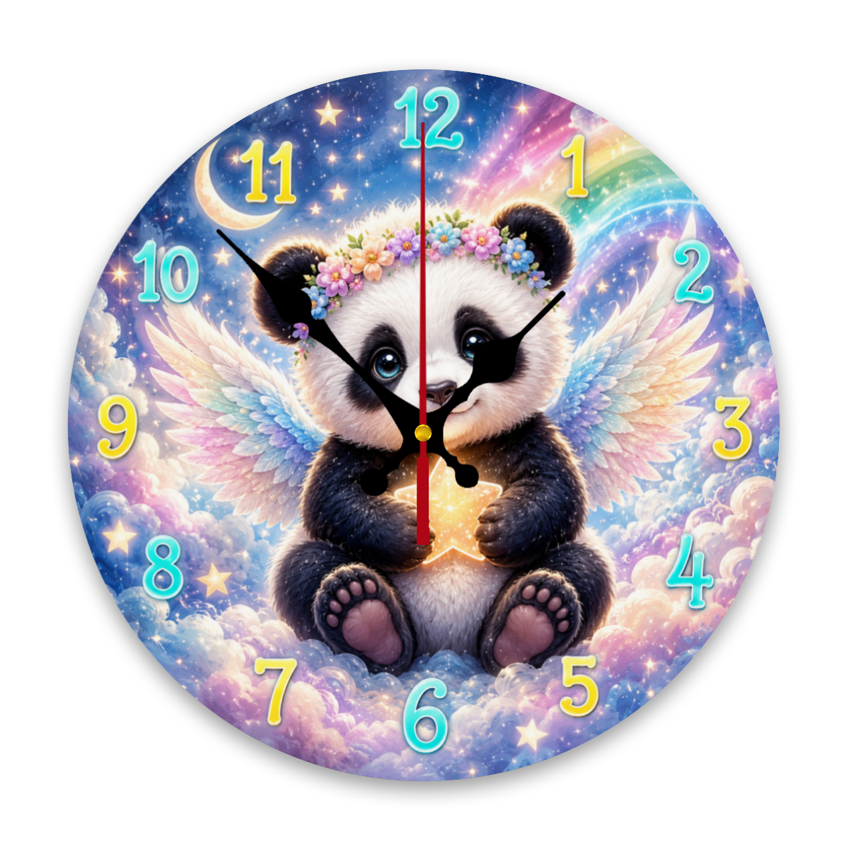 1pc 10Inch Wooden Silent Wall Clock Printed Circular Clock, Modern ...