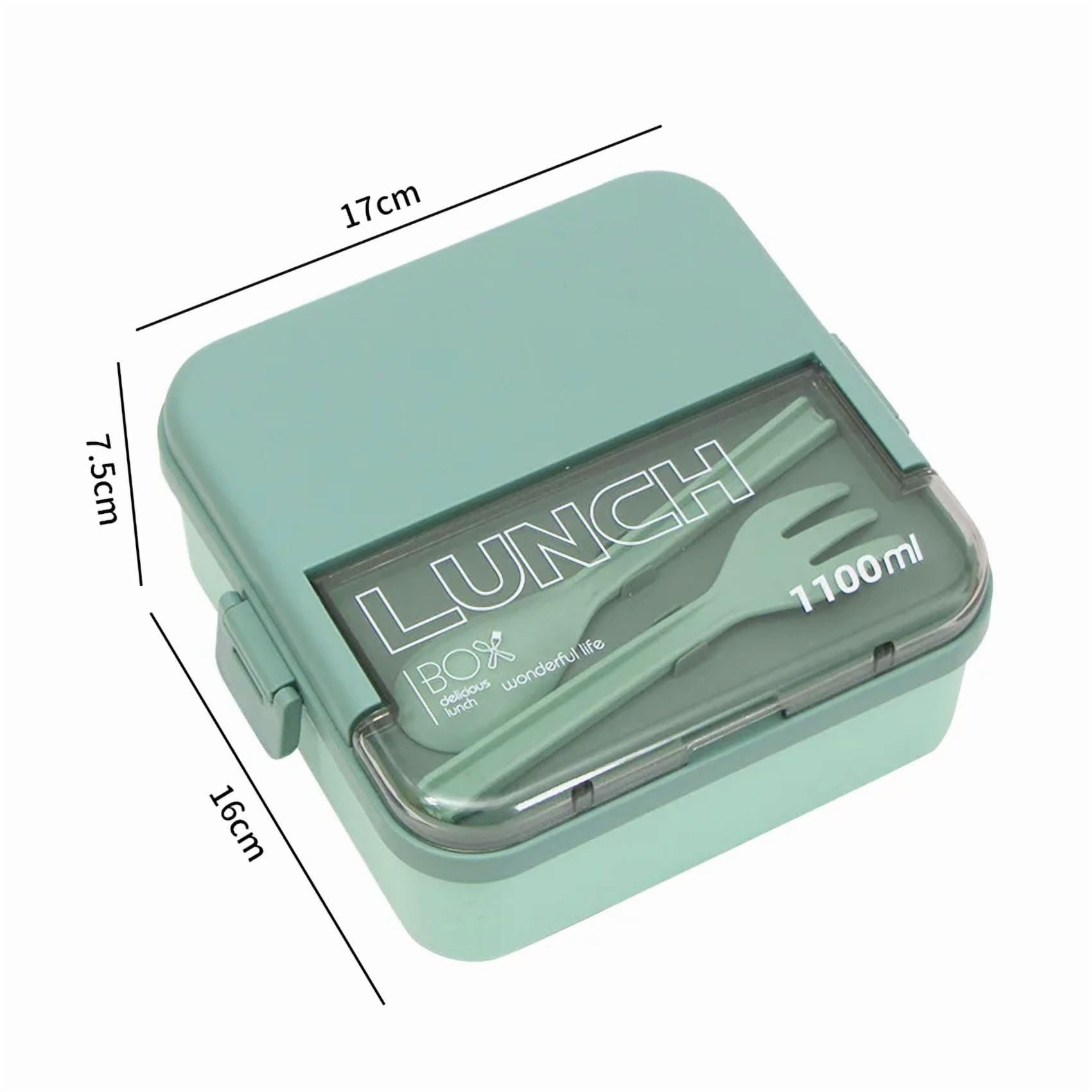 1pc 1100ML Plastic Lunch Box with Fork and Spoon Microwave Sealed ...