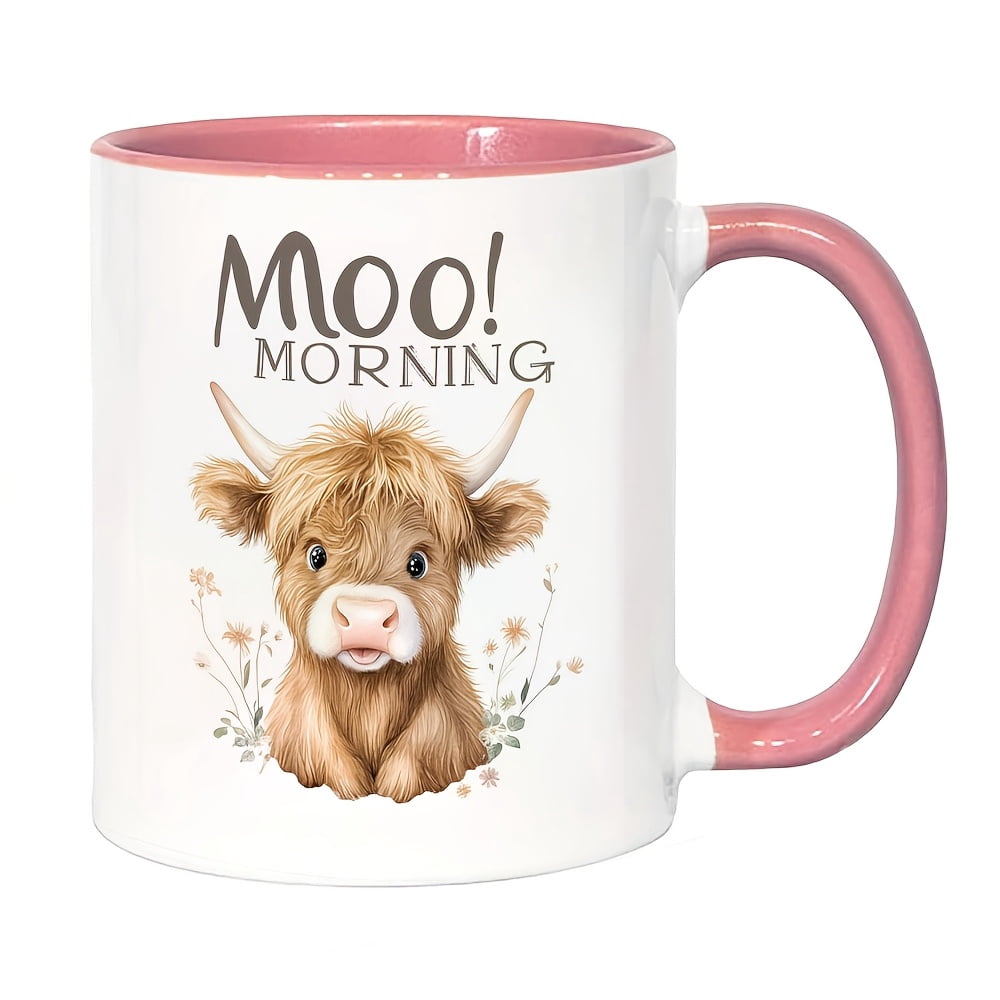 1pc-11Oz Mug | Highland Cow with "Moo! Morning" Text for Cute Farm ...