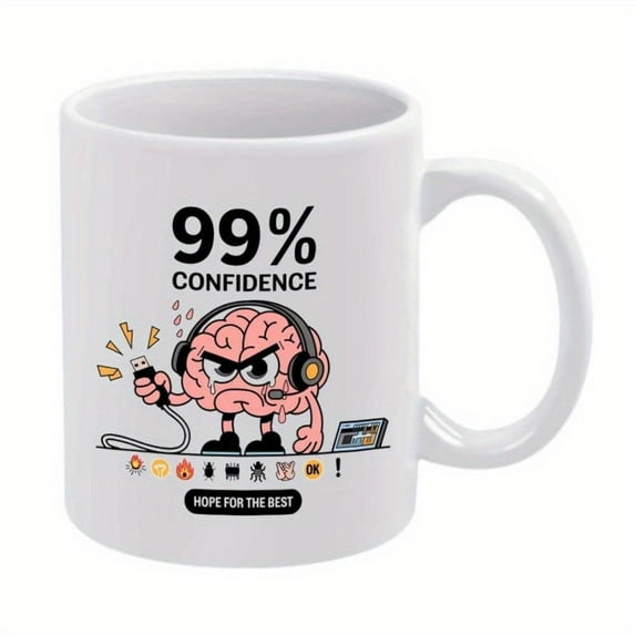 1pc 11oz Brain Themed Ceramic Coffee Mug with Motivational Design ...
