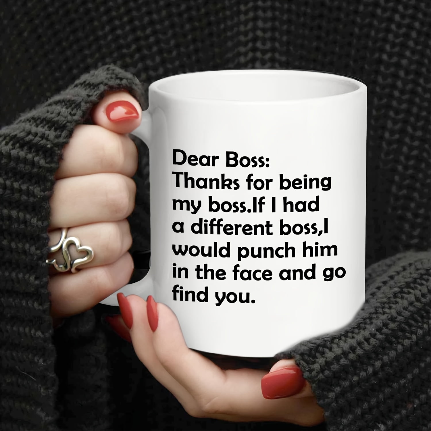 1pc 11oz Ceramic Boss Appreciation Mug - Humorous "Punch Him" Message ...