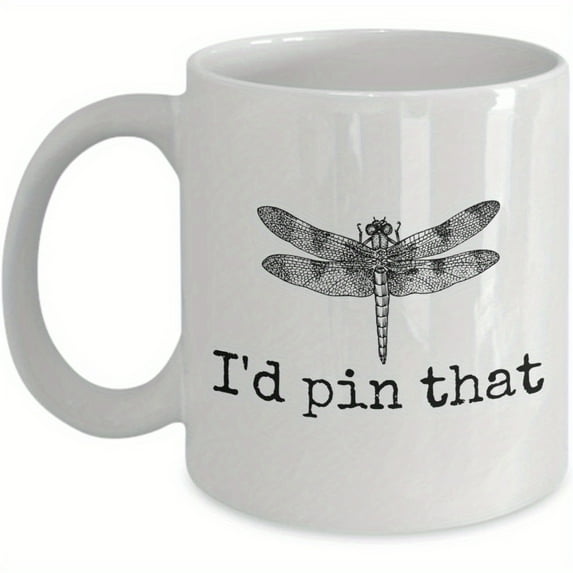 1pc 11oz Ceramic Coffee Mug - Funny Entomology Dragonfly Design With "I ...