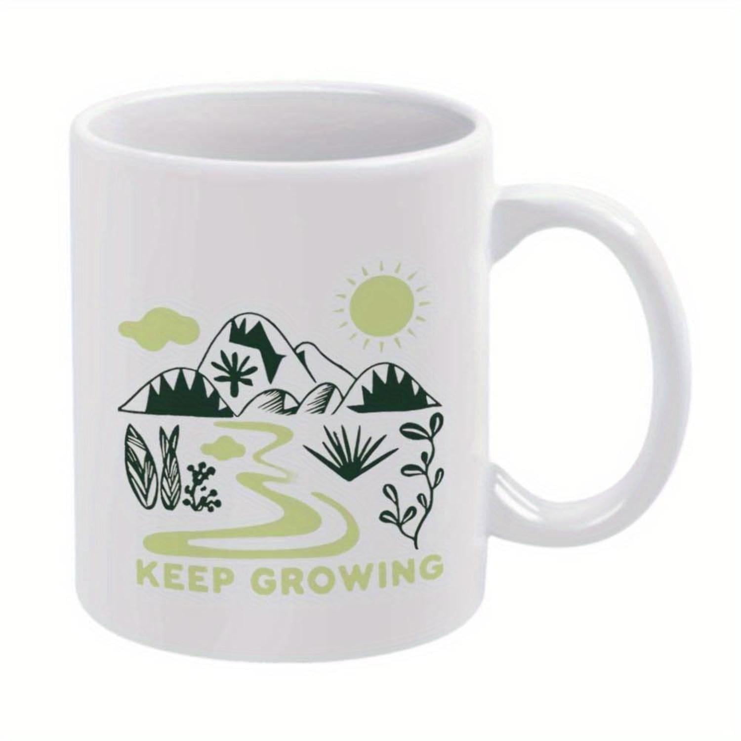 1pc 11oz Ceramic Coffee Mug with Mountains Plants Path Design Keep ...