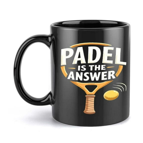 1pc 11oz Ceramic Coffee Mug with Padel is Answer Design Black Racket ...