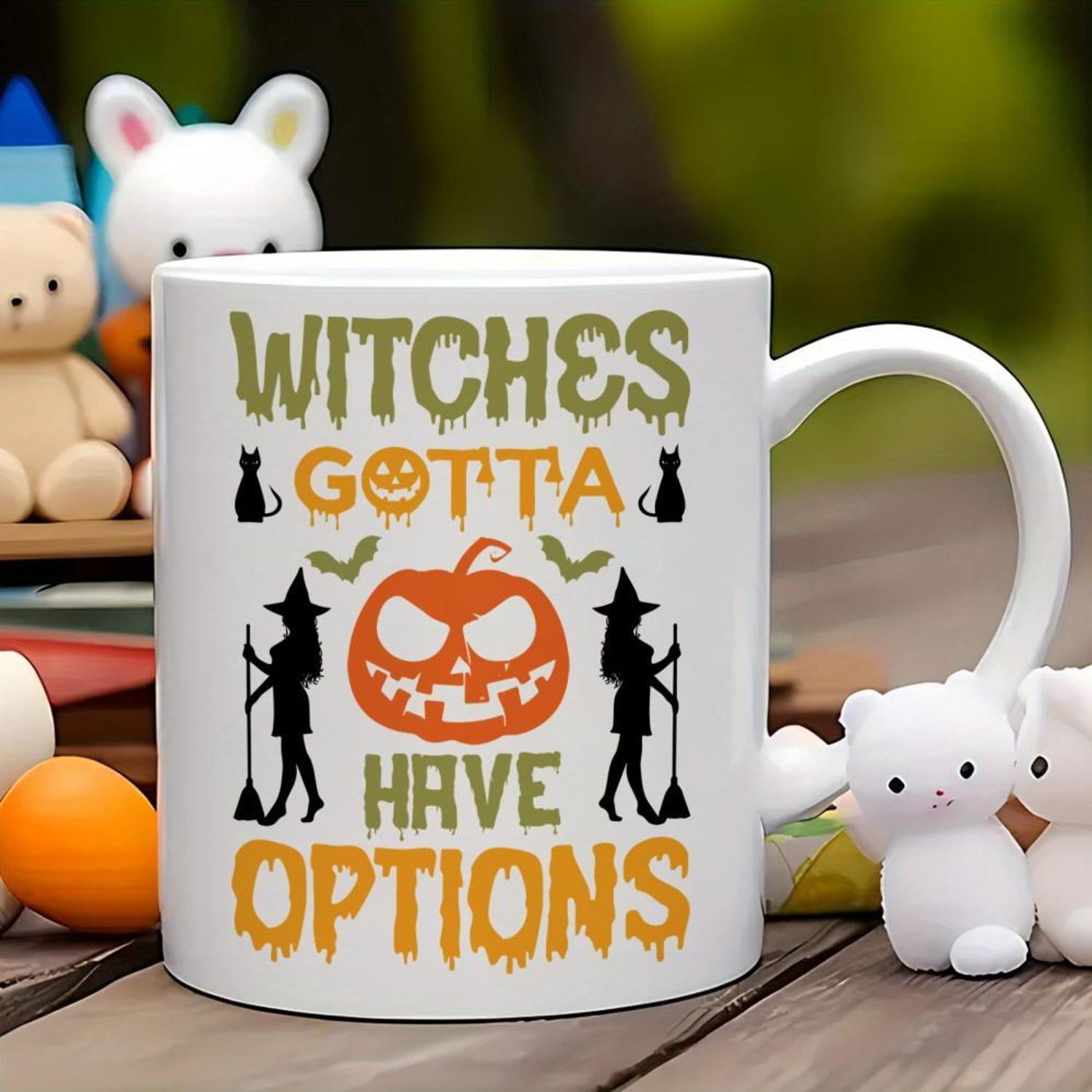 1pc 11oz Ceramic Coffee Mug with Spooky Witch Pumpkin Design Witches ...