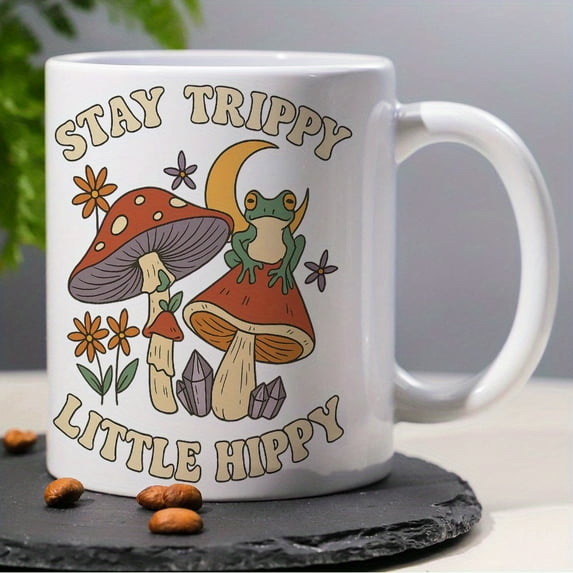 1pc, 11oz, Ceramic, Coffee Mug & Tea Cup, Mushroom-themed Psychedelic ...