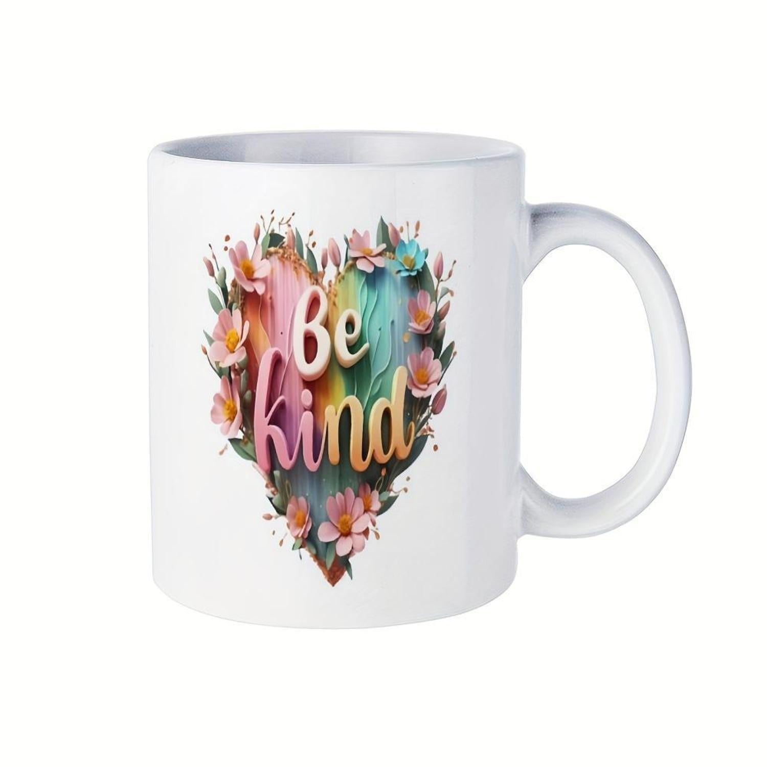 1pc 11oz Ceramic Coffee Mug with Be Kind Motif Classic Handle Cup Hot ...