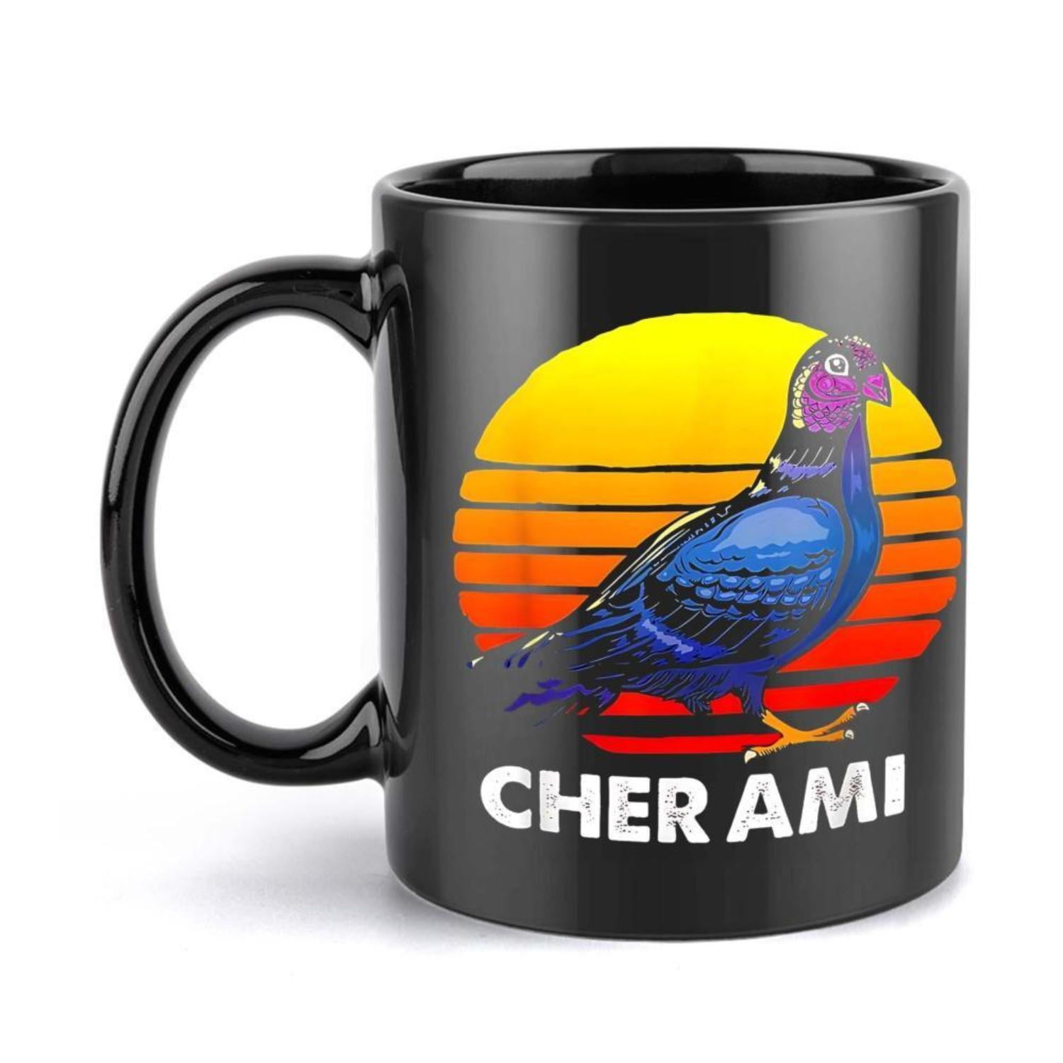 1pc 11oz Ceramic Coffee Mug with Vibrant Sunset Design Cher Ami Text ...