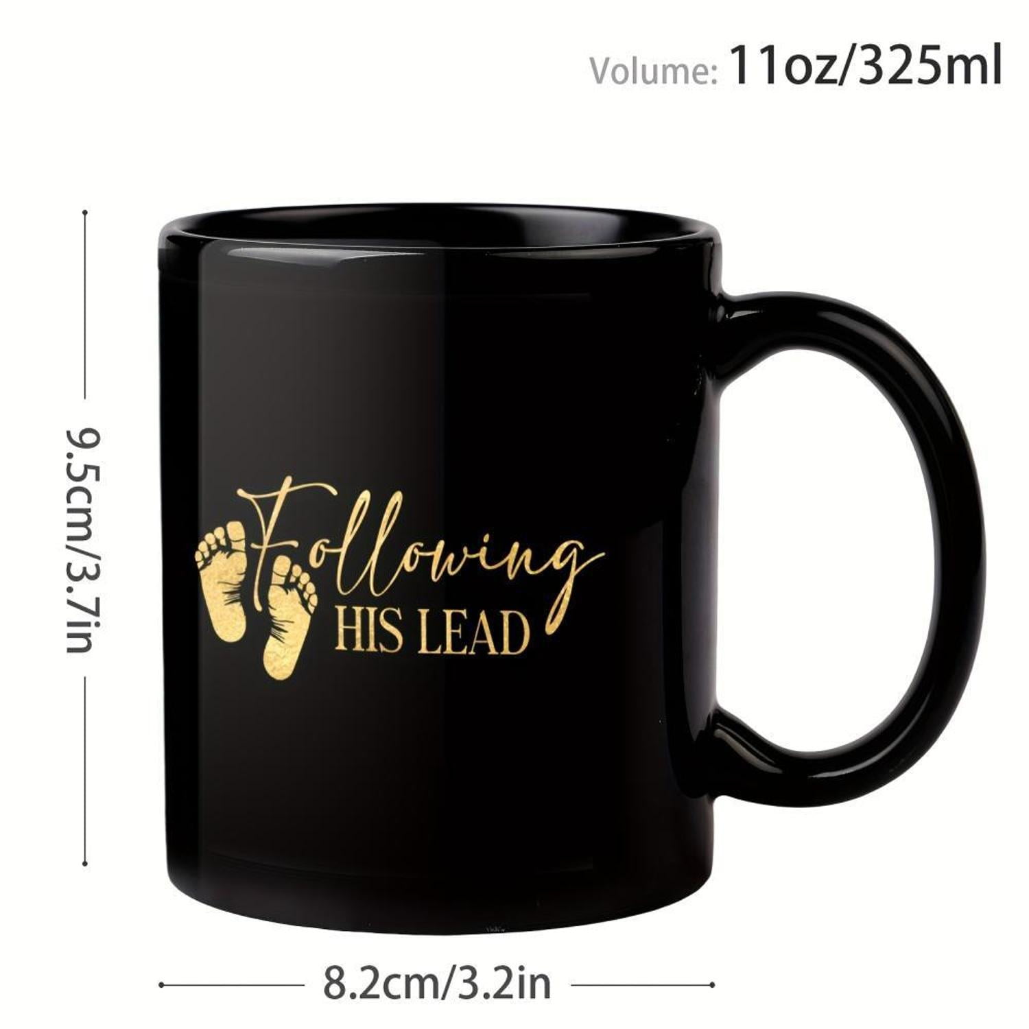 1pc 11oz Ceramic Golden Printing Black Mug grandparents Following His ...