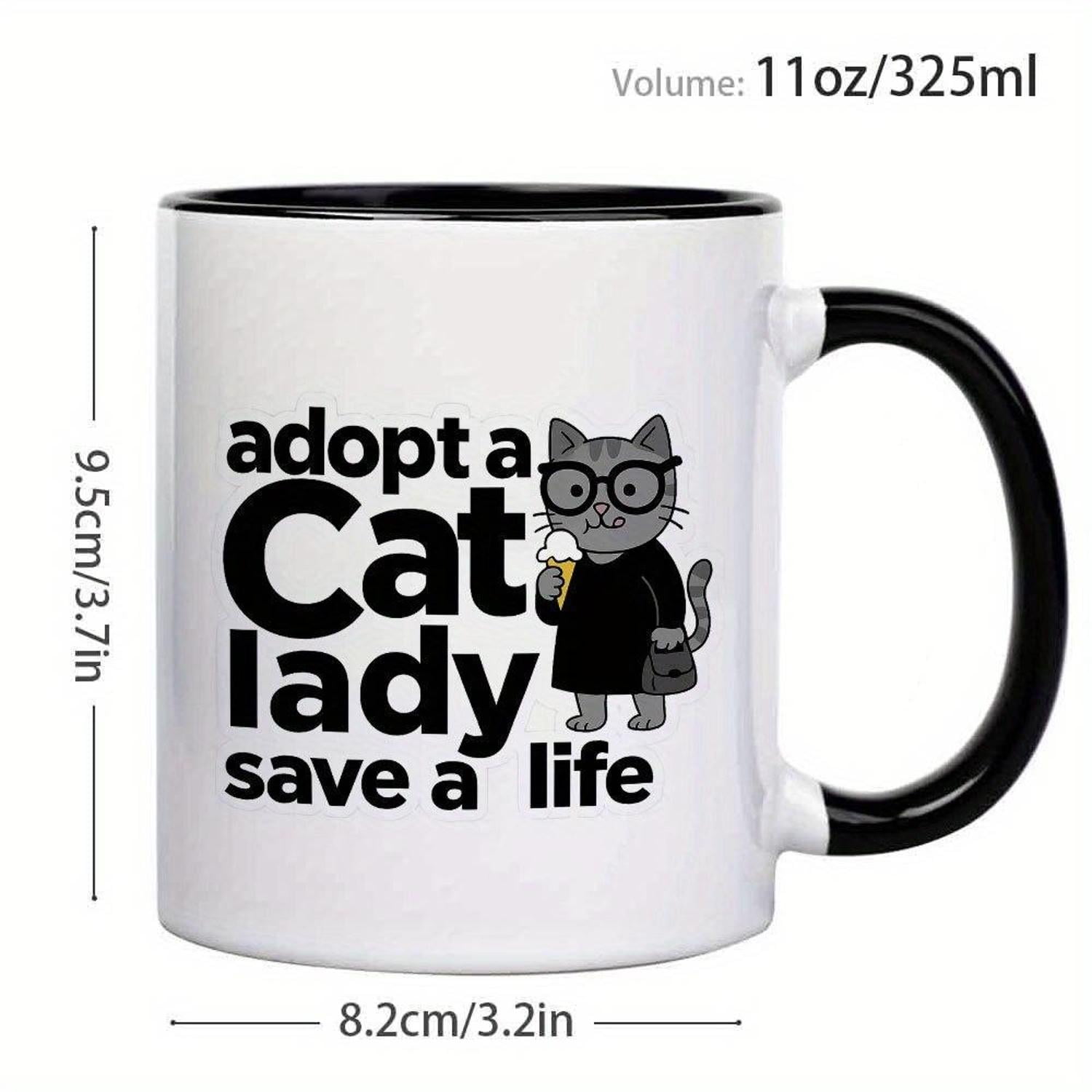 1pc 11oz Ceramic Lady Coffee Mug with Adopt Don t Shop Slogan Cute Lady ...