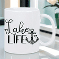 1pc, 11oz, Ceramic Lake LIFE Reusable Insulated Travel Mug, White, Hand ...