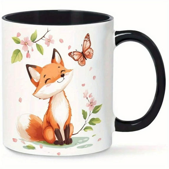 1pc 11oz Ceramic Mug with Charming Butterflies Falling Petals Design ...