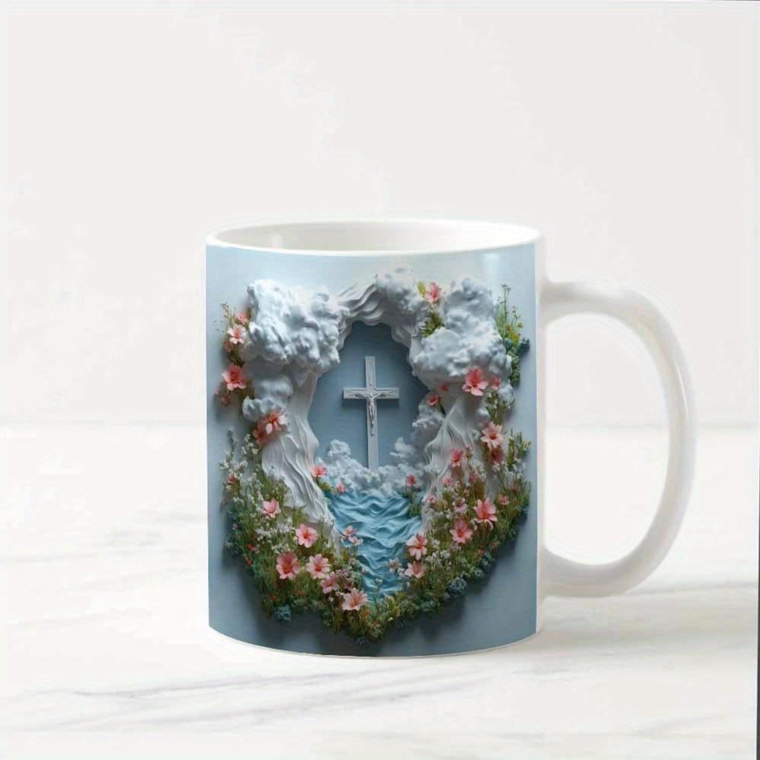 1pc 11oz Ceramic Mug with Religious Cross Design 2D Printed High ...