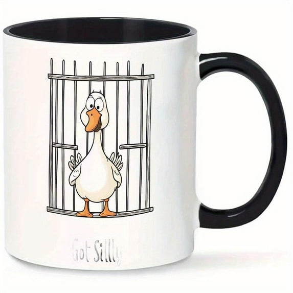 1pc 11oz Ceramic Mug with Humorous Duck Design Too Silly Text High ...