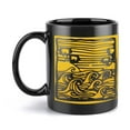 1pc 11oz Ceramic Waves Coffee Mug Black Yellow Ocean Wave Design ...