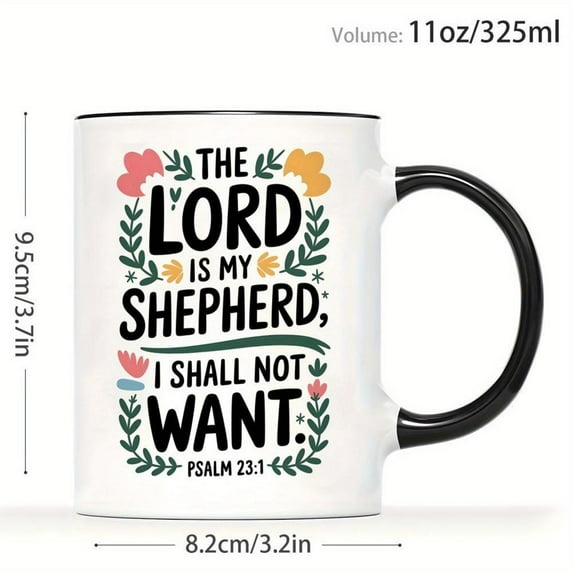 1pc 11oz Christian Bible Verse Coffee Mug Lord is My Shepherd Psalm 23 ...