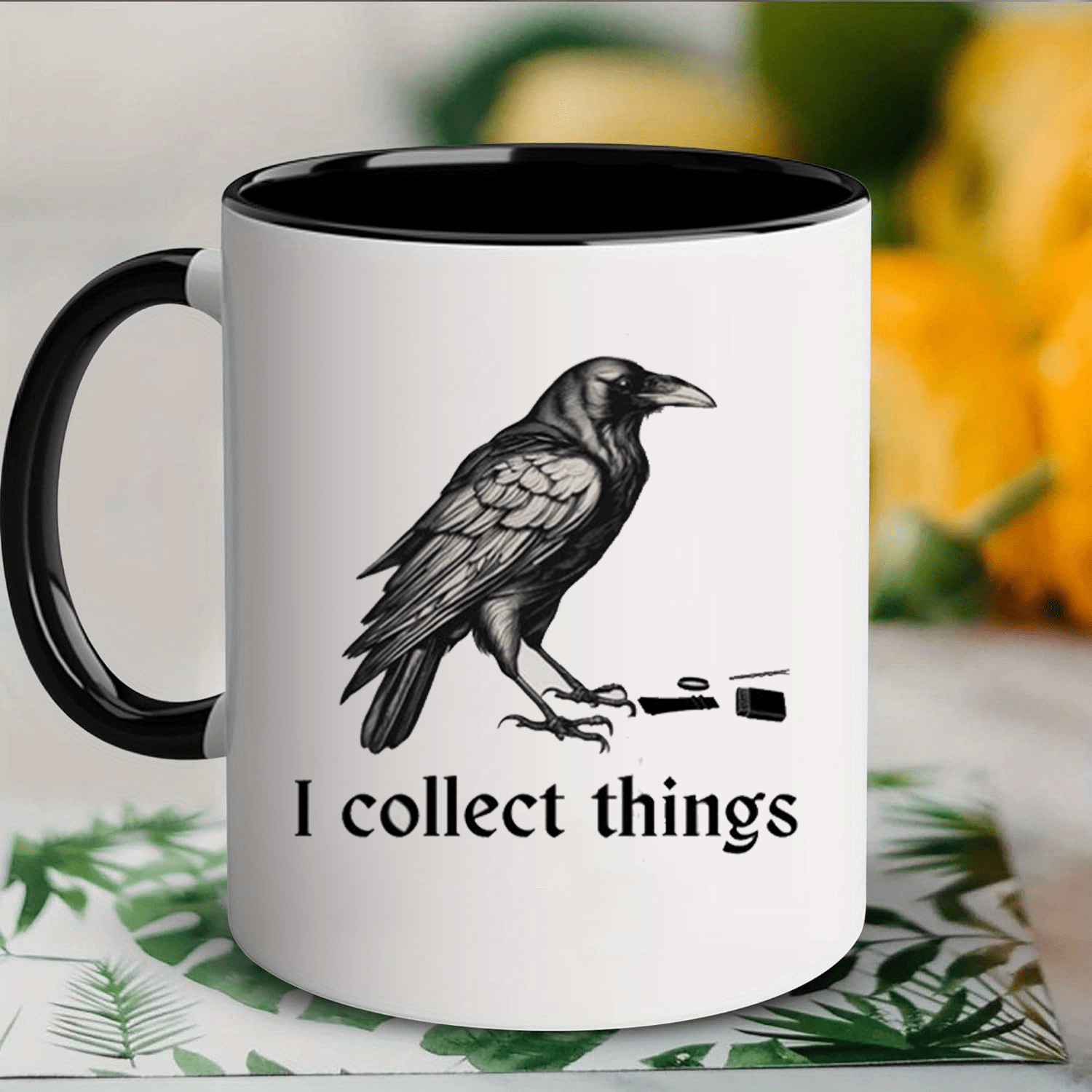 1pc 11oz Coffee Mug - Crow Collectors "I Collect Things" Engraved Raven ...