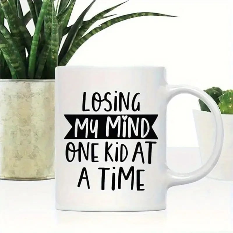 1pc, 11oz Coffee Mug Funny Ceramic Coffee Mug - 'Losing My Mind One Kid ...