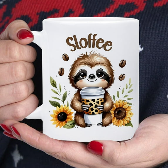 1pc 11oz Cute Sloth Coffee Mug | Insulated Ceramic, Reusable, Hand Wash ...