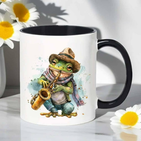 1pc 11oz Frog Playing Trumpet Hot and cold drink mug Suitable various ...