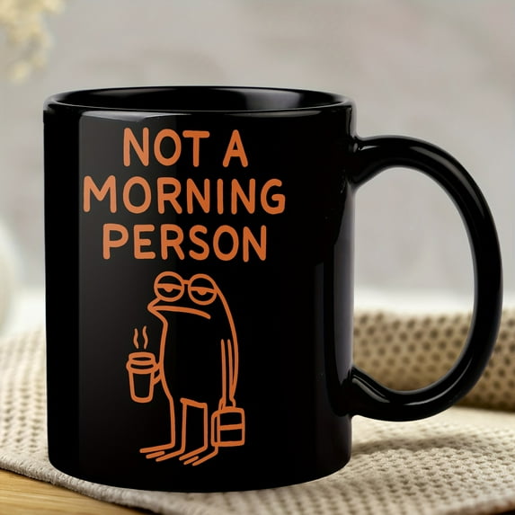 1pc, 11oz, Frog holding coffee cup illustration, Ceramic, Heart-shaped ...