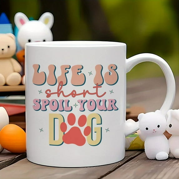 1pc 11oz Funny Dog Lovers Ceramic Coffee Mug with Paw Print Bone Design ...