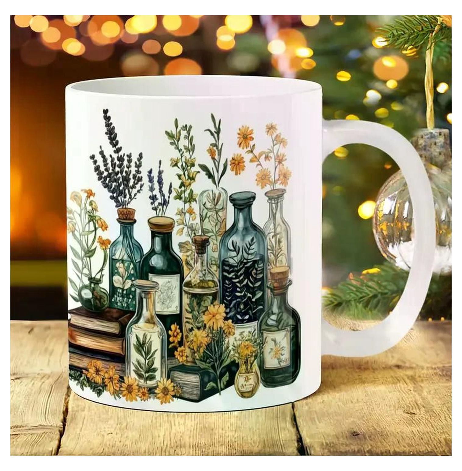 1pc 11oz Gothic-Inspired Ceramic Mug with Botanical Print - Creative ...