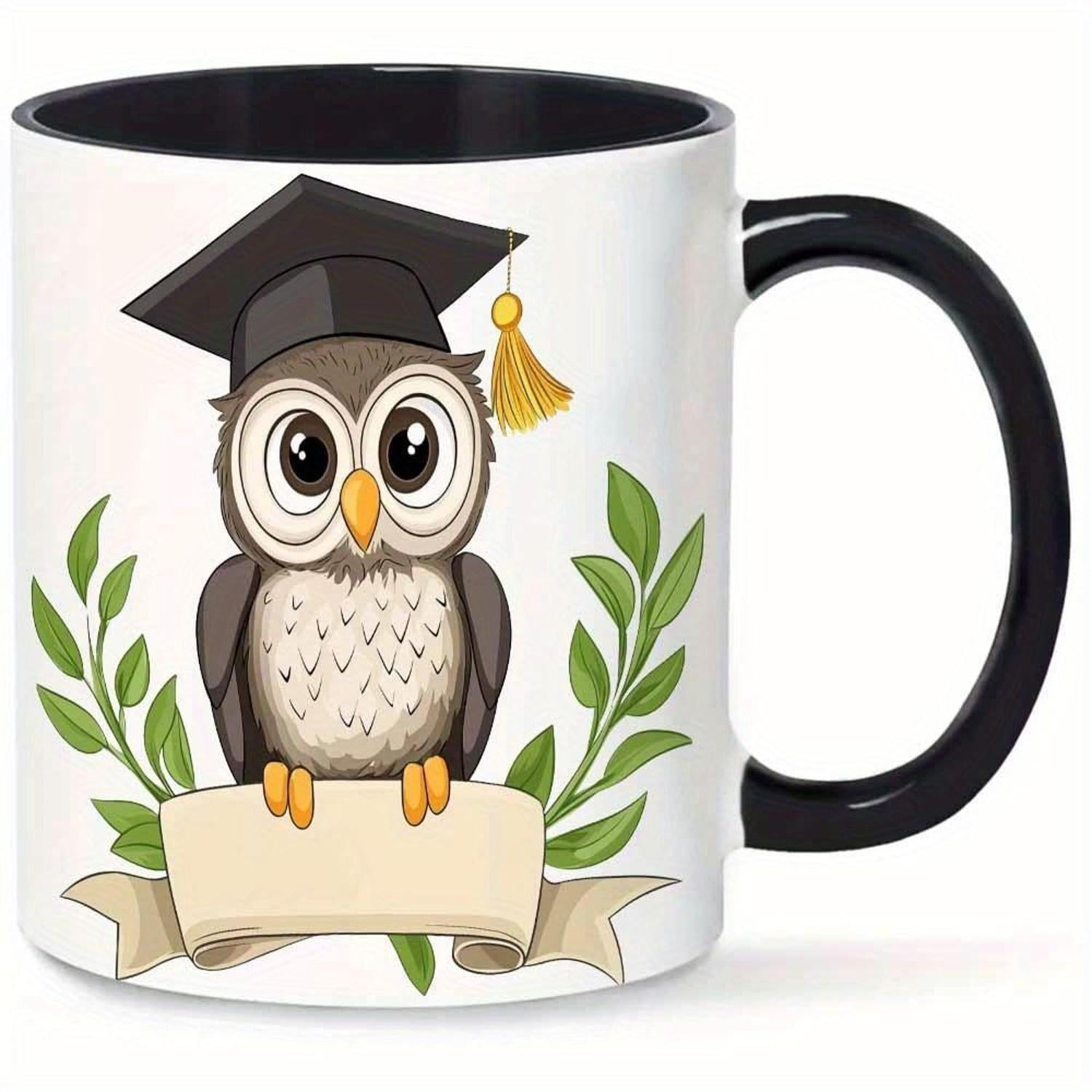 1pc 11oz High Quality Ceramic Mug with 3D Owl in Graduation Cap Design ...